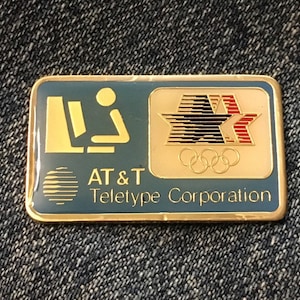 1984 AT&T Teletype Pin ~ Sponsor Logo ~ Los Angeles ~ Stars in Motion ...