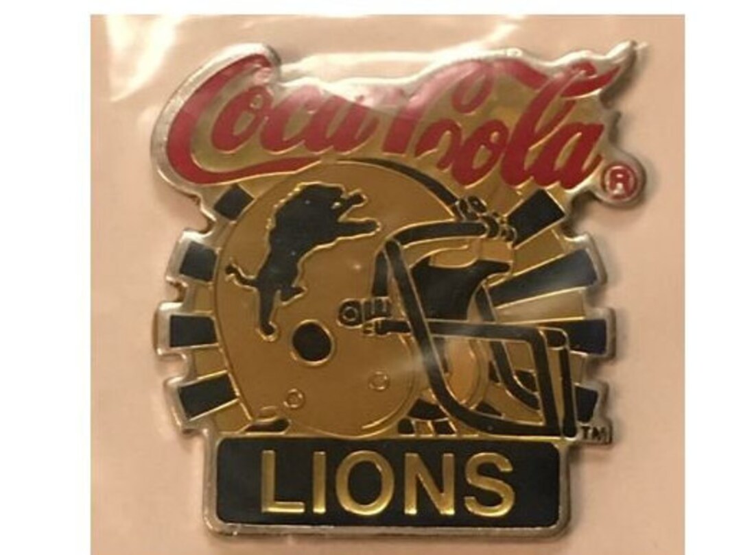 Detroit Lions Brooch Pin ~ NFL ~ Football ~ 80's Vintage ~ Coca Cola ...