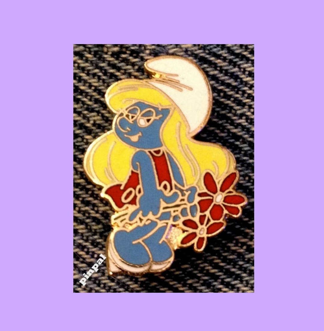 Smurf Brooch Pin by Peyo ~ Smurfette With Flowers ~ Vintage 1980 ...