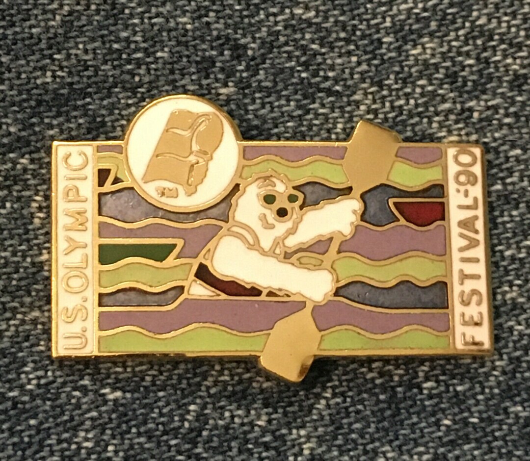 Kayak - Canoe Lapel Pin Badge ~ U.S. Olympic Festival ~ 1990 ~ Mascot ...