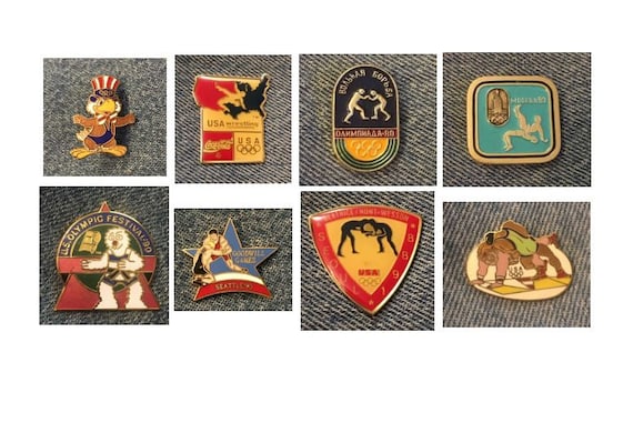 Collection of 8 Wrestling Olympic Pins | Etsy