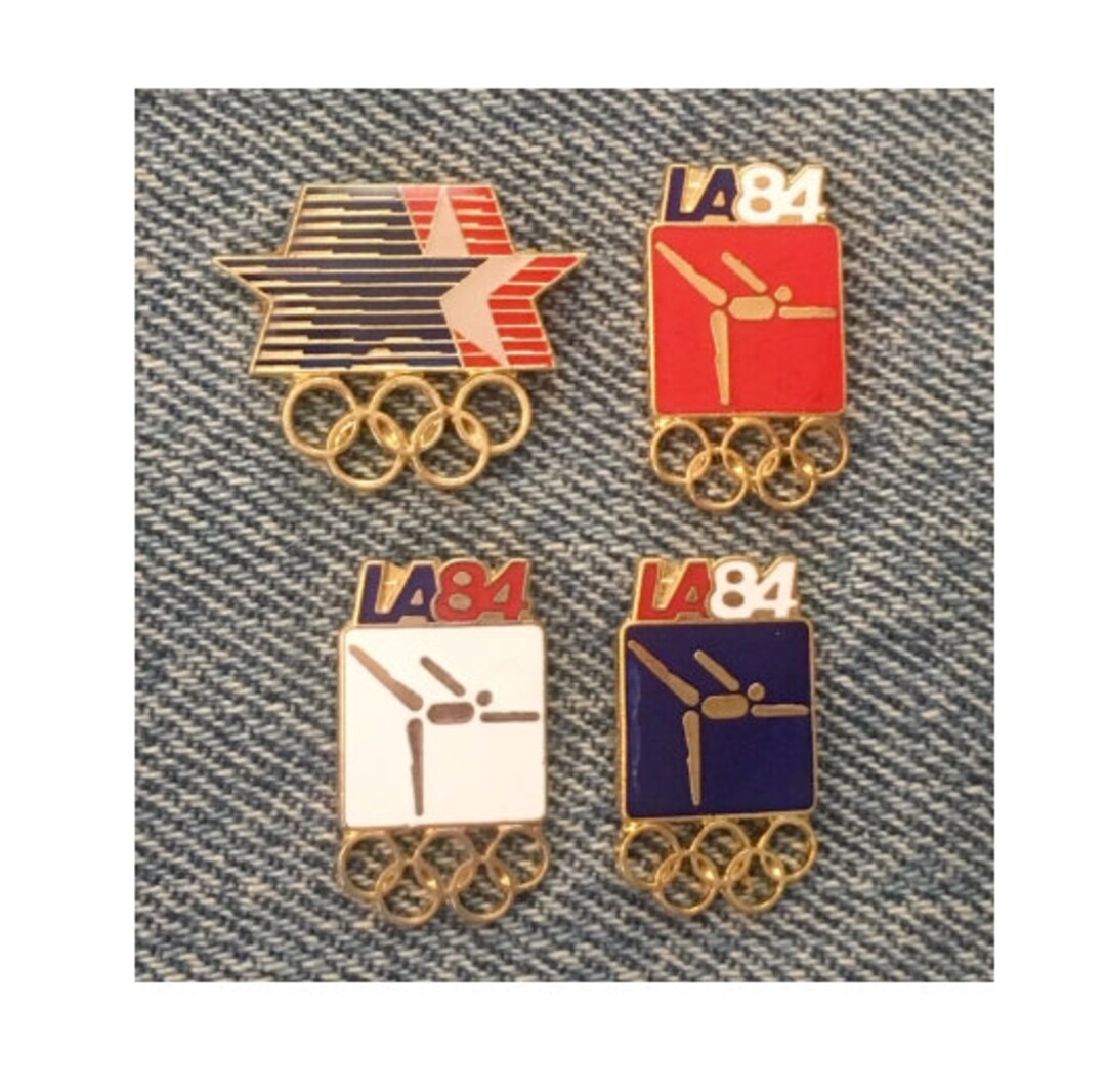 Gymnastics Olympic Pin Badge ~ Set of 4 ~ Pictogram ~ 1984 Los Angeles ...