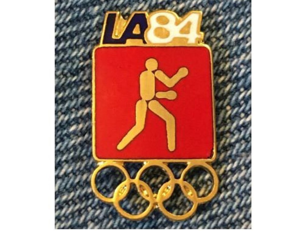 Boxing Olympic Pin ~ 1984 Los Angeles ~ LA ~ Red ~ Pictogram ...