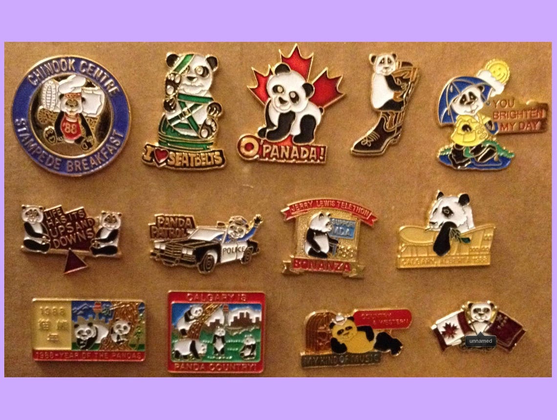 Panda Bear Pins Set of 13 Pins 80's Vintage 1988 | Etsy