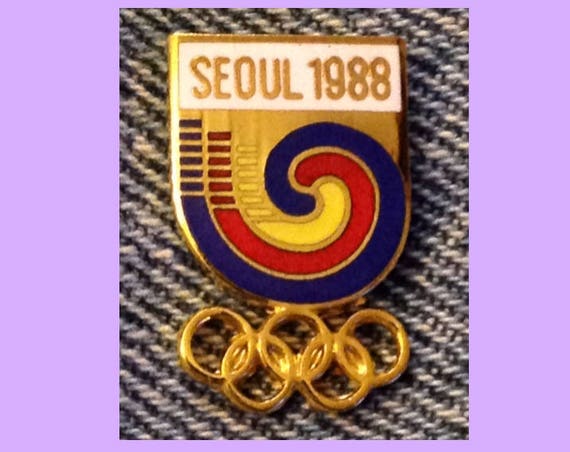 1988 Olympic Pin Seoul Korea Logo Unused on Card by Hoho - Etsy