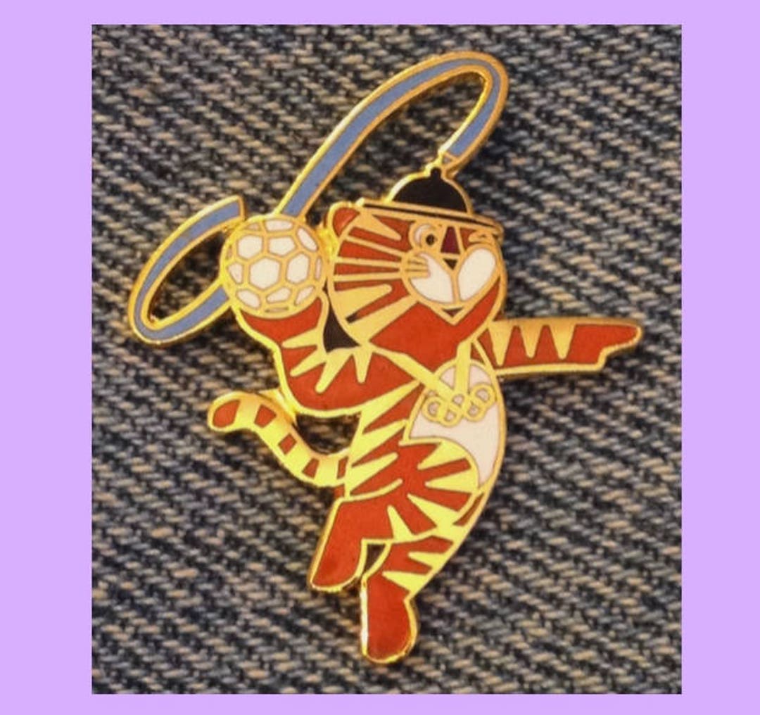 Handball Olympic Pin 1988 Seoul Mascot Hodori the Tiger by Hoho NYC - Etsy