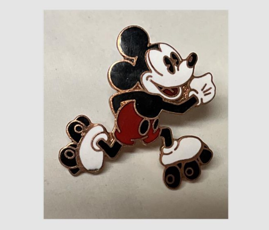 Mickey Mouse on Roller Skates Pin With White Shoes & Black Buttons ...