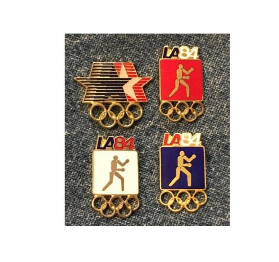 Boxing Olympic Pin Badge Set of 4 Pictogram 1984 Los | Etsy