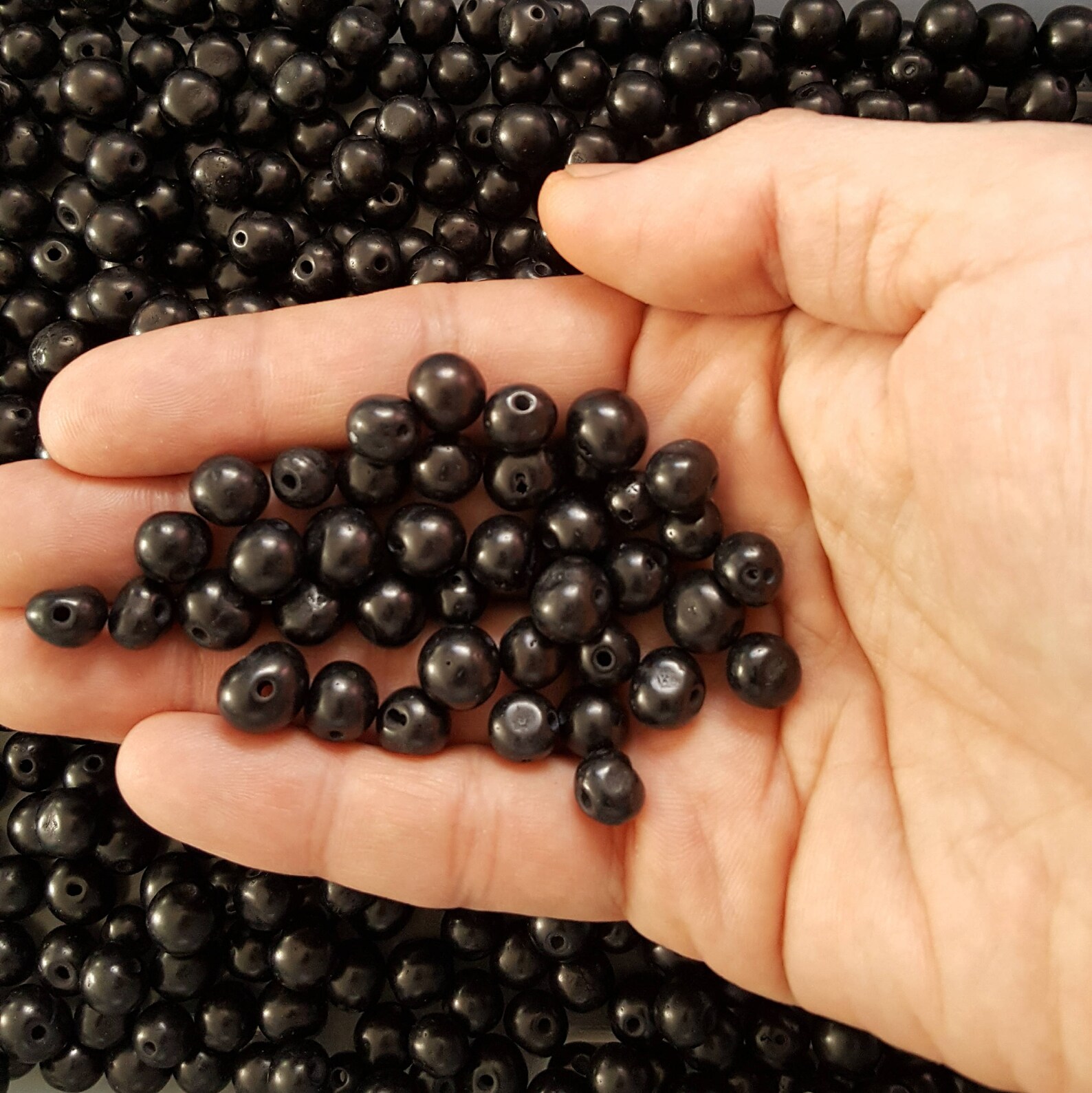 Acai nut round beads 8-10mm black acai palm tree seed beads | Etsy