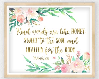 Proverbs 16 24 Wall Art | Etsy