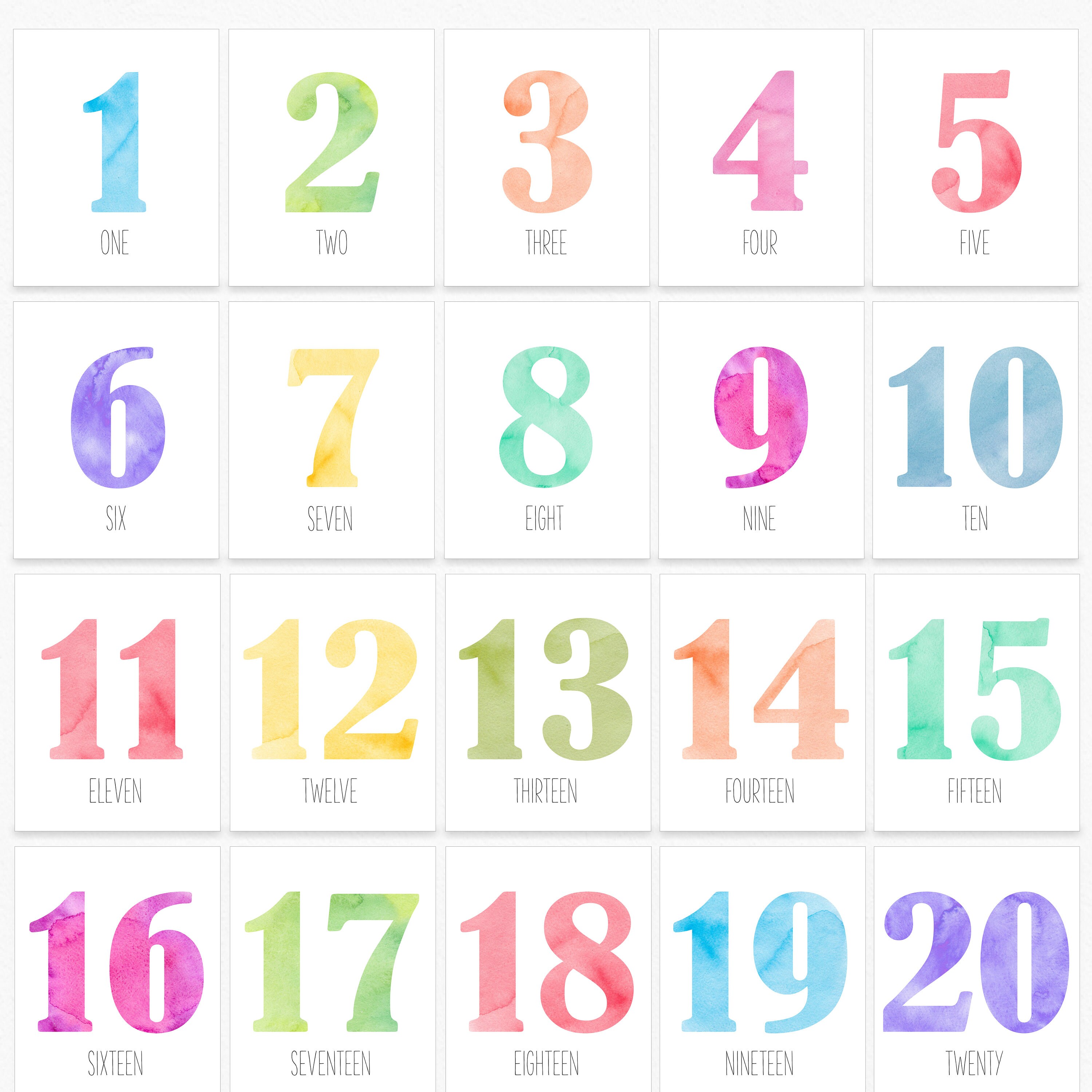 Tarjetas numéricas imprimibles números de guardería impresos | Etsy