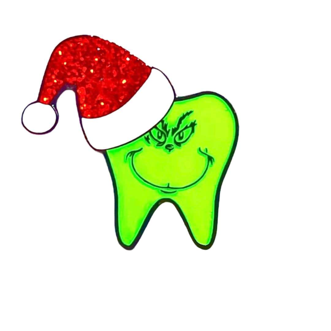 Grinch Tooth & Santa Tooth Pins, Enamel Pin for Scrubs or White Coat ...