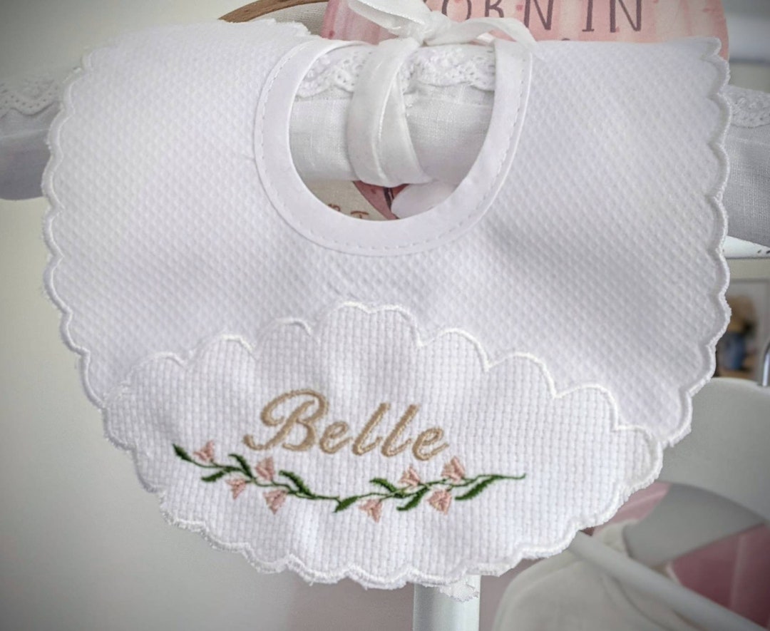 Baby Keepsake Personalised Floral Embroidered Border Baby Spanish Round ...