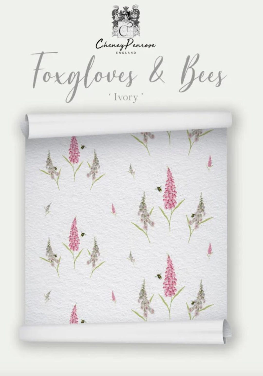Foxgloves and Bees Eco Wallpaper by Cheney Penrose Designs - Etsy