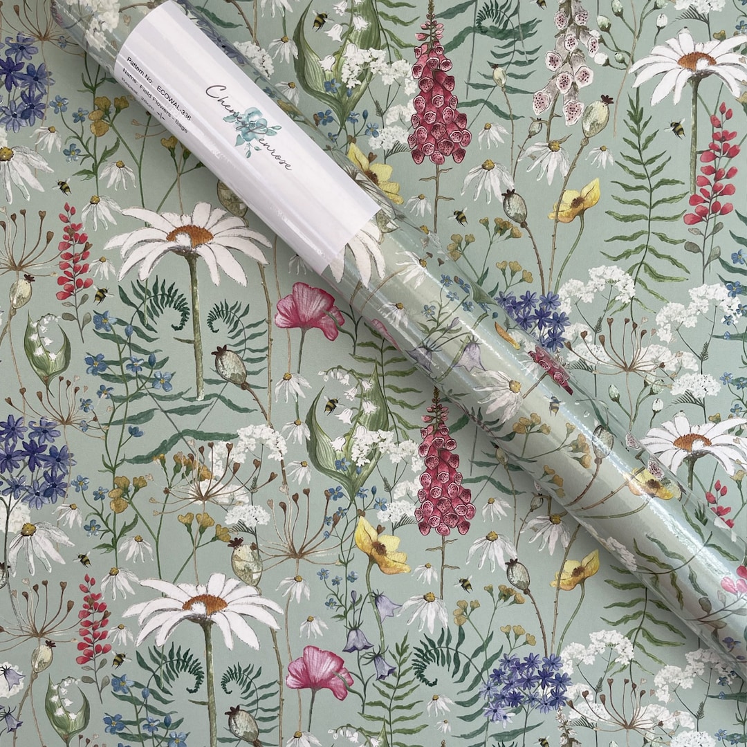 Field Flowers Wallpaper: Vintage Cottagecore Eco Wallpaper - Etsy
