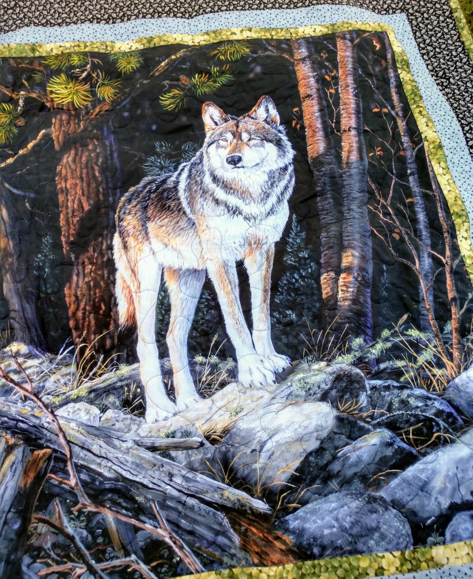 Solitary Sentinel Wolf - Quilted Wall Hanging - Etsy