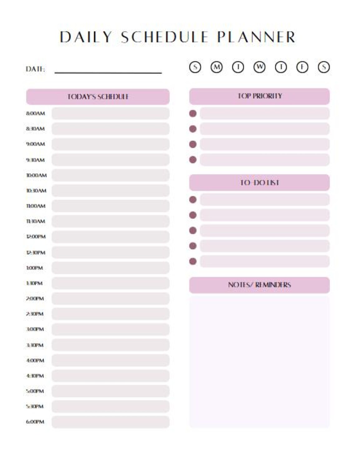 Daily Schedule Planner Printable – Organize Your Day With Ease - Etsy