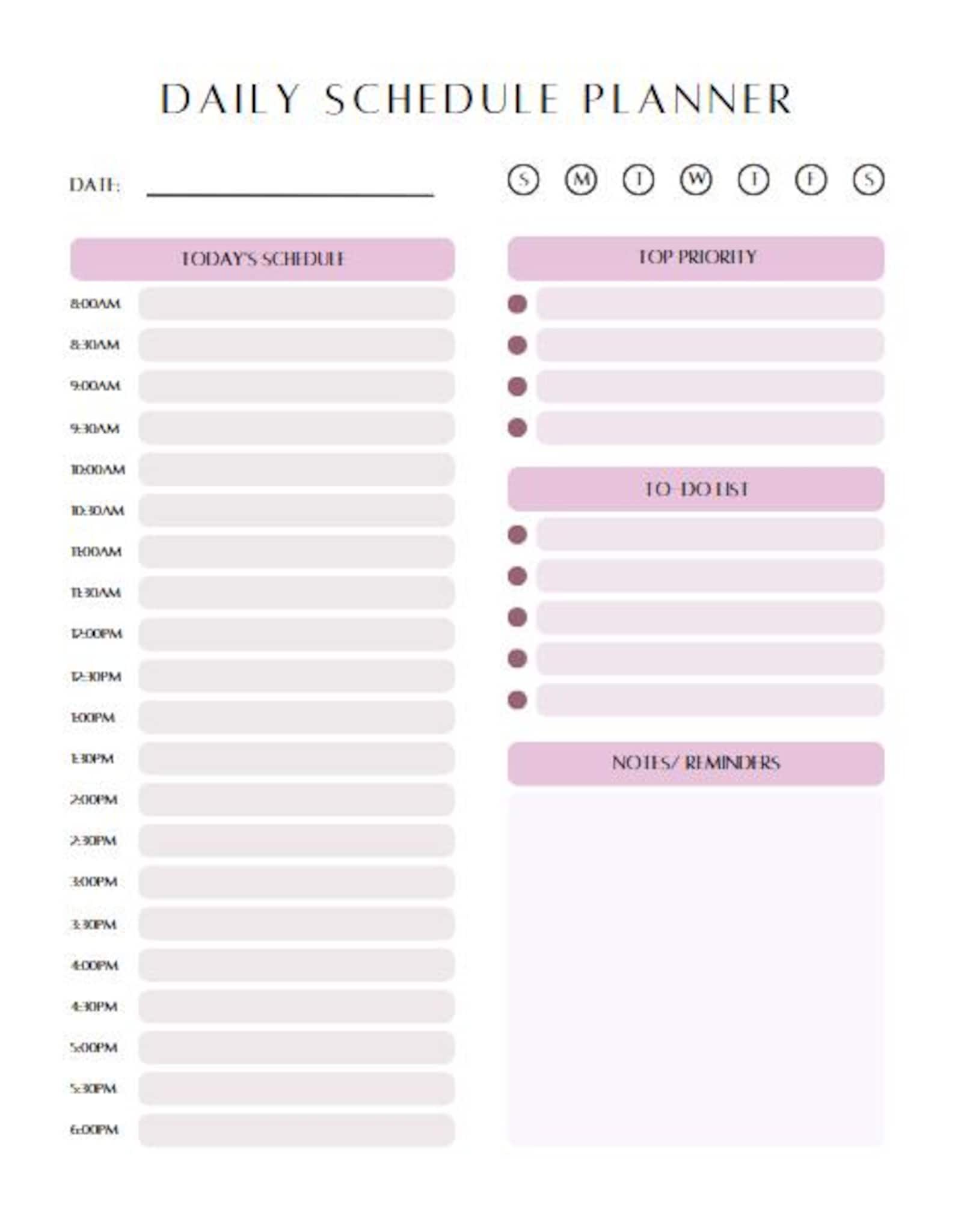 Daily Schedule Planner Printable – Organize Your Day With Ease - Etsy