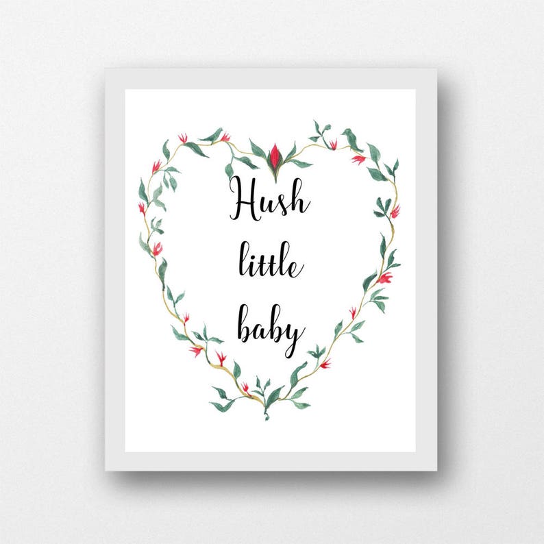 Hush Little Baby Print, Nursery Wall Art, Printable Art Nursery Decor ...