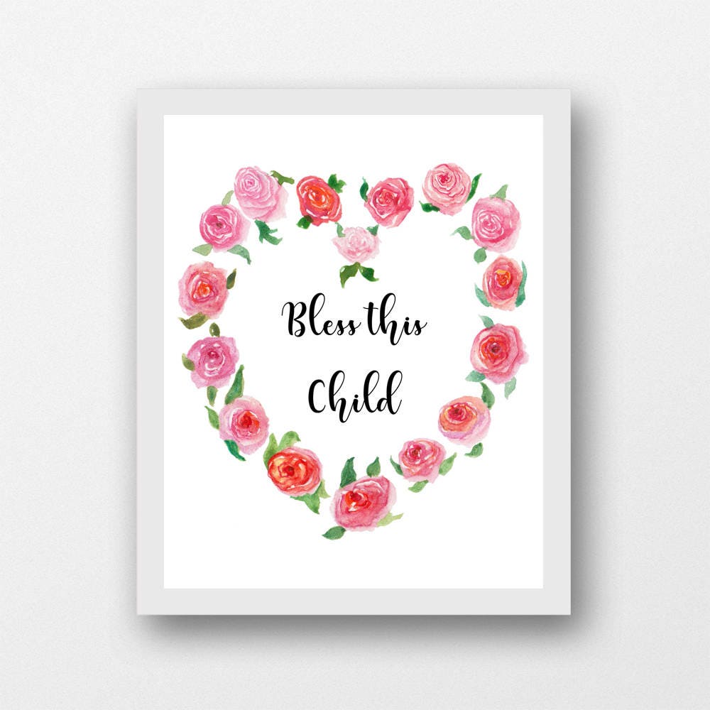 Christian Nursery Wall Art, Bless This Child Printable, New Baby Girl ...