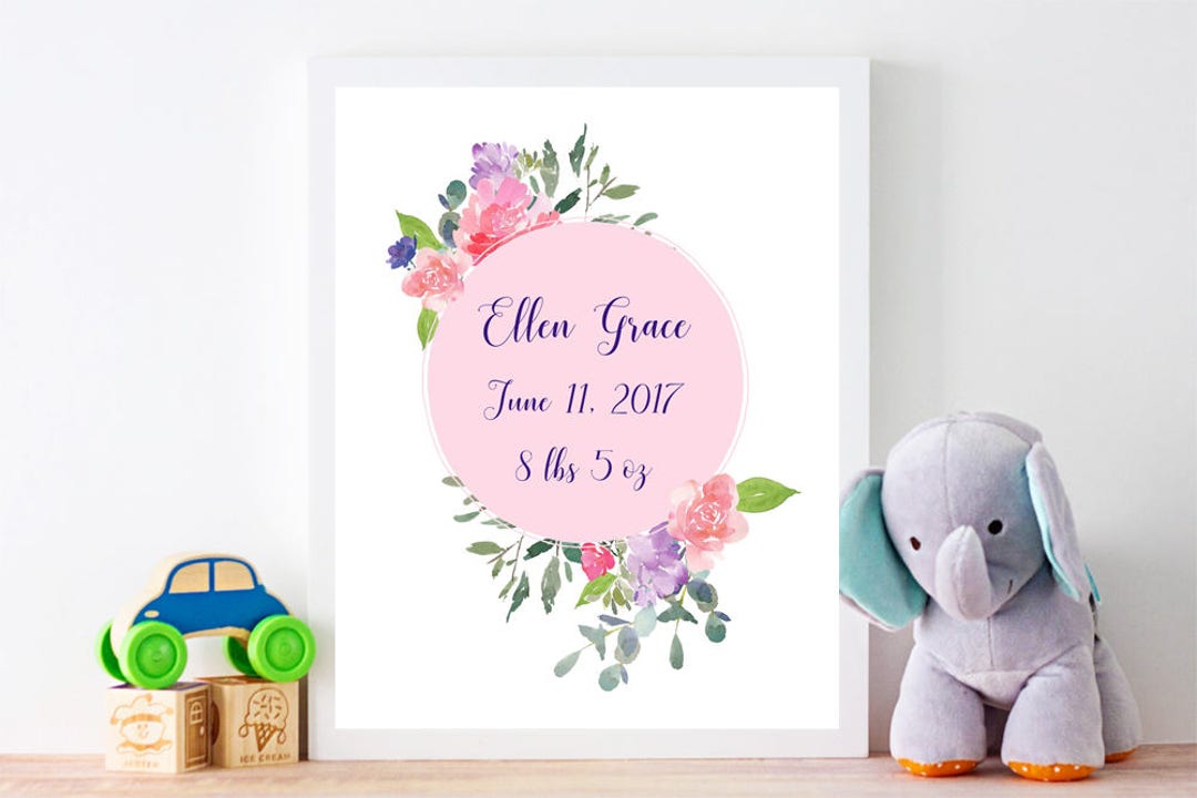 Baby Girl Custom Birth Instant Download Printable Art, Nursery Decor ...