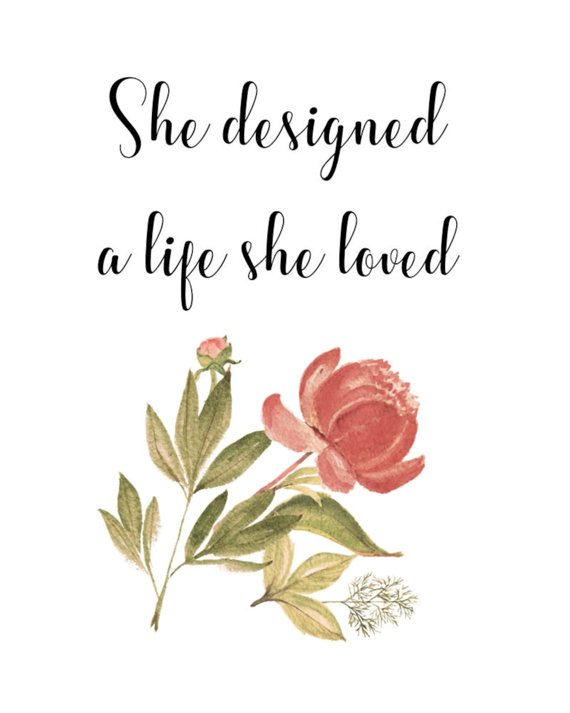She Designed a Life She Loved Printable, Woman Empowerment Quote ...