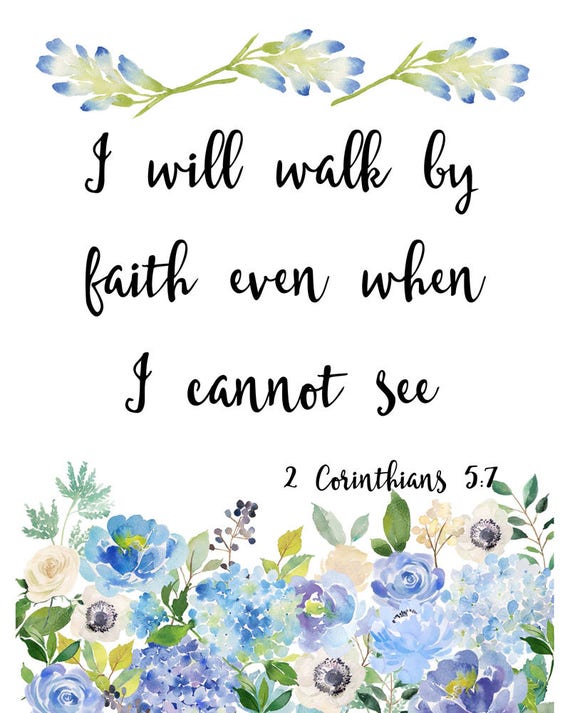 Calligraphy Card stock Print| 2 Corinthians 5:7 Bible Verse \u201cI ...
