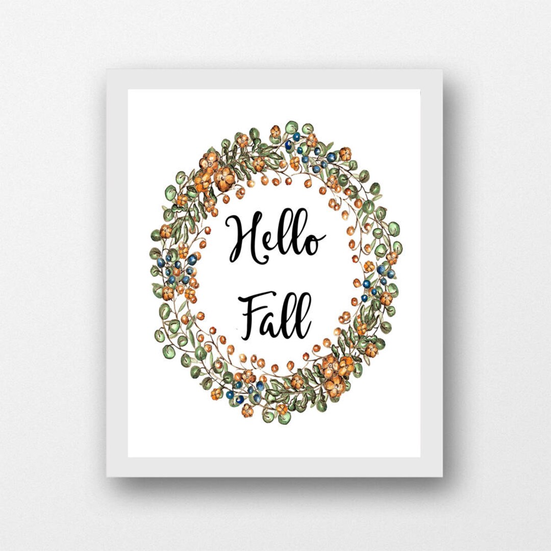 Hello Fall Printable, Rustic Fall Decor, Hello Fall Print, Autumn ...