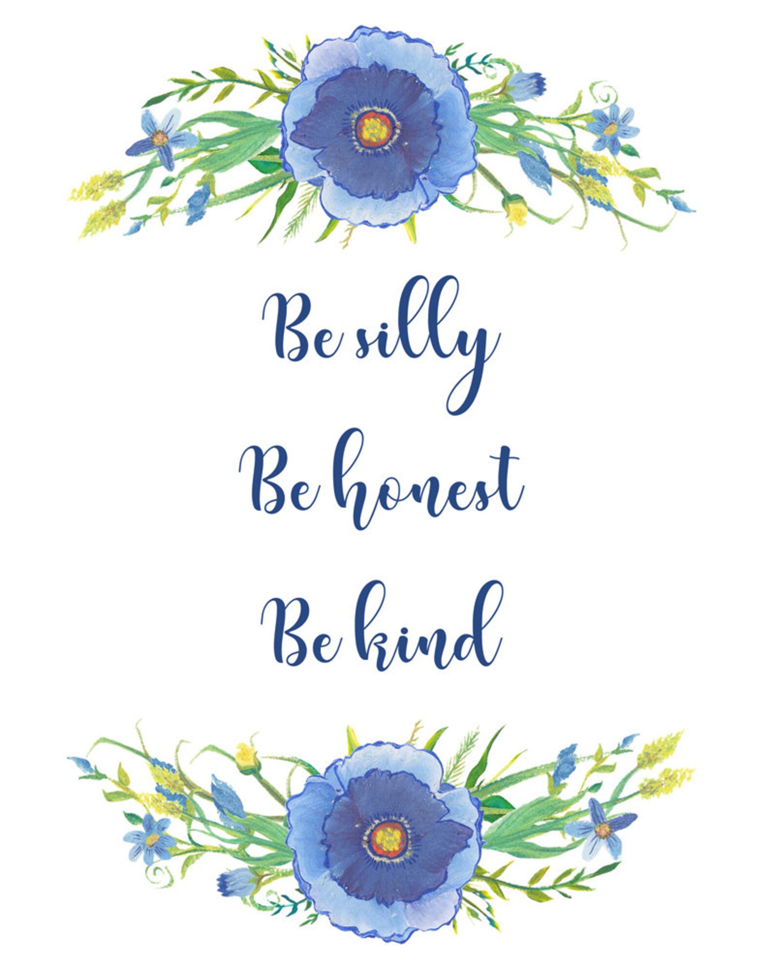 Be Silly, Be Honest, Be Kind, Wall Art Printable, Ralph Waldo Emerson ...