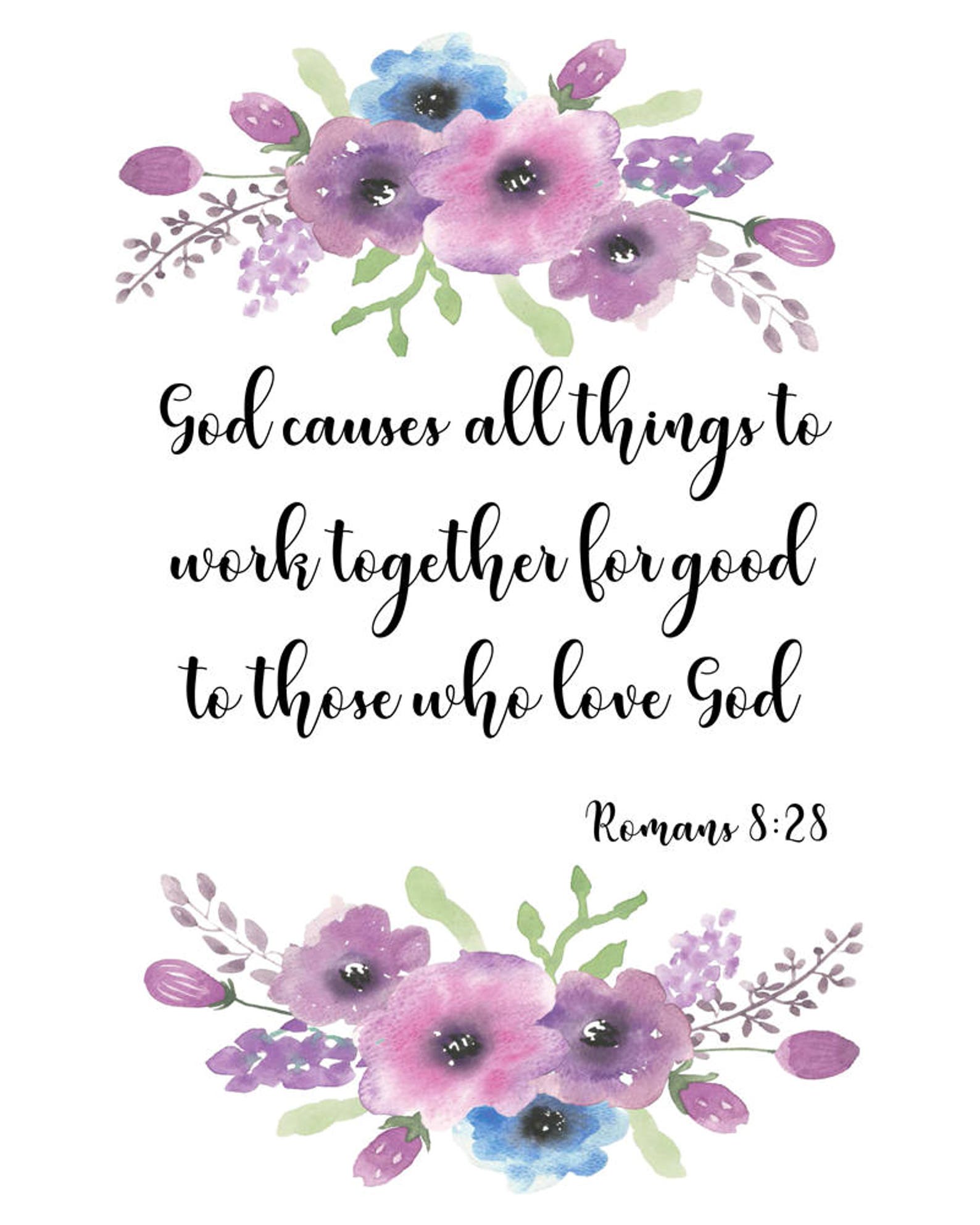 Romans 8:28, Romans Bible Quotes, Scripture Verse Art, Christian Art ...