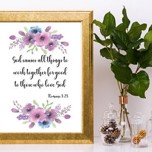 Romans 8:28, Romans Bible Quotes, Scripture Verse Art, Christian Art ...