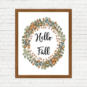 Hello Fall Printable, Rustic Fall Decor, Hello Fall Print, Autumn ...