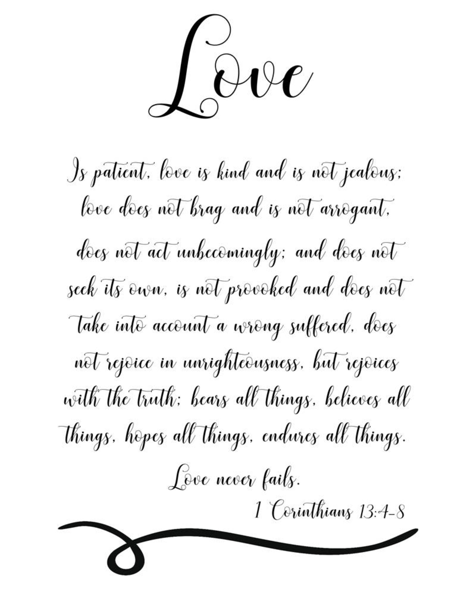 1 Corinthians 13:4-8, Love is Patient, Scripture Printables, Christian ...