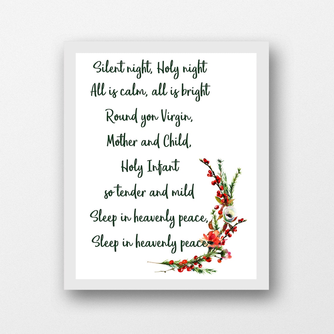 Silent Night Printable Wall Art, Christmas Hymn, Instant Download ...