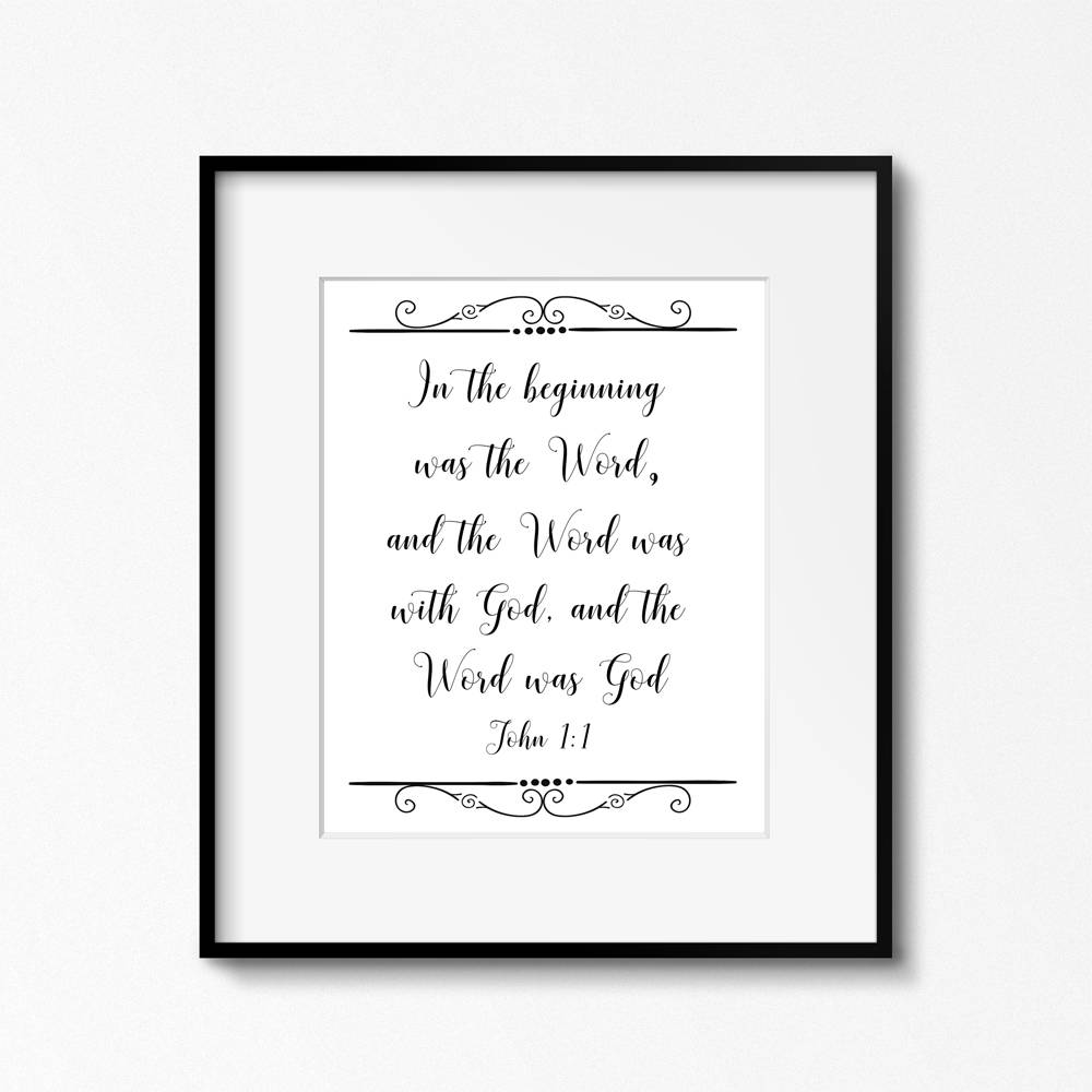 In the Beginning, John 1:1, Downloadable Bible Verse Art Print, Bible ...
