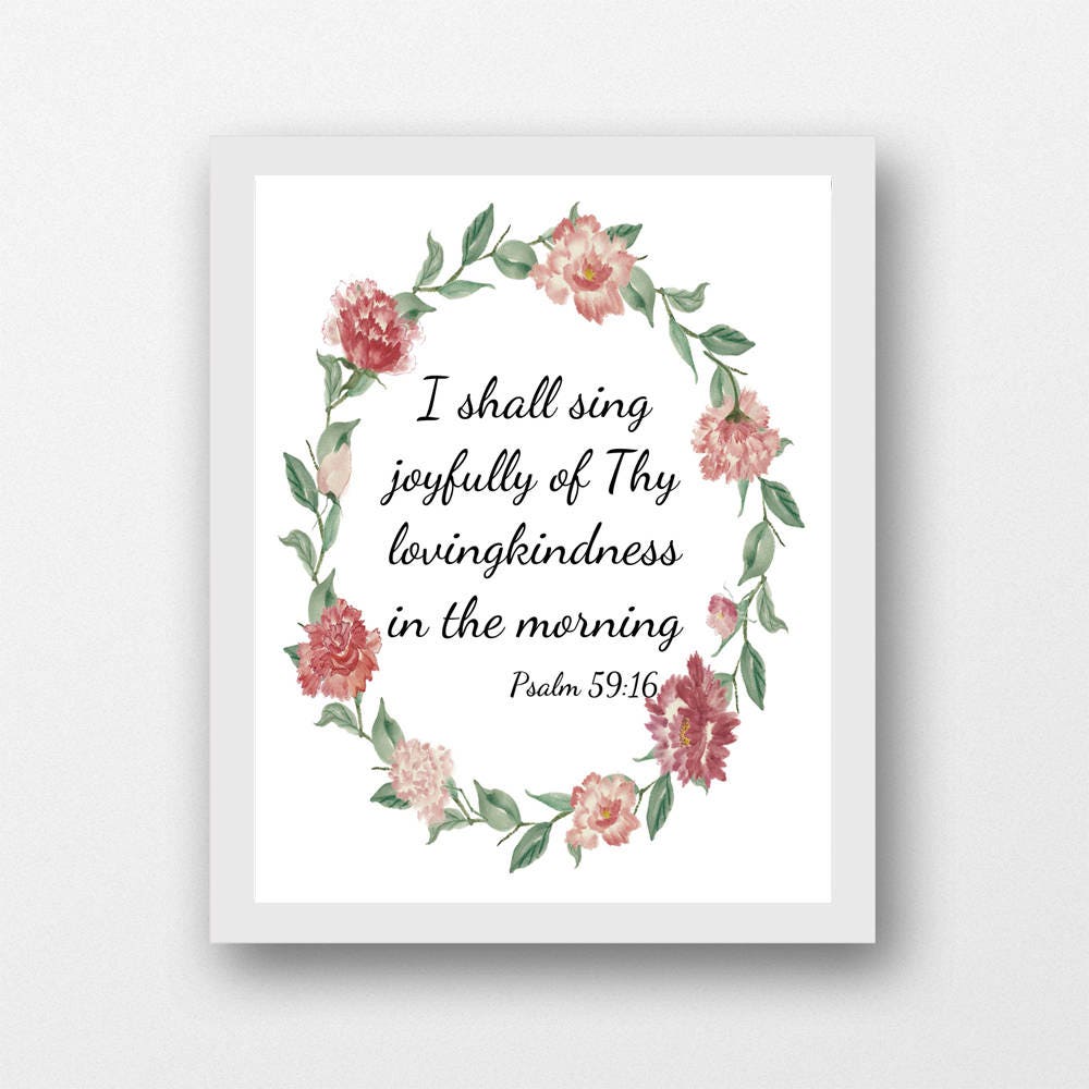 I Shall Sing Joyfully, Psalm 59:16, Psalm Verse Joyful, Instant Quote ...