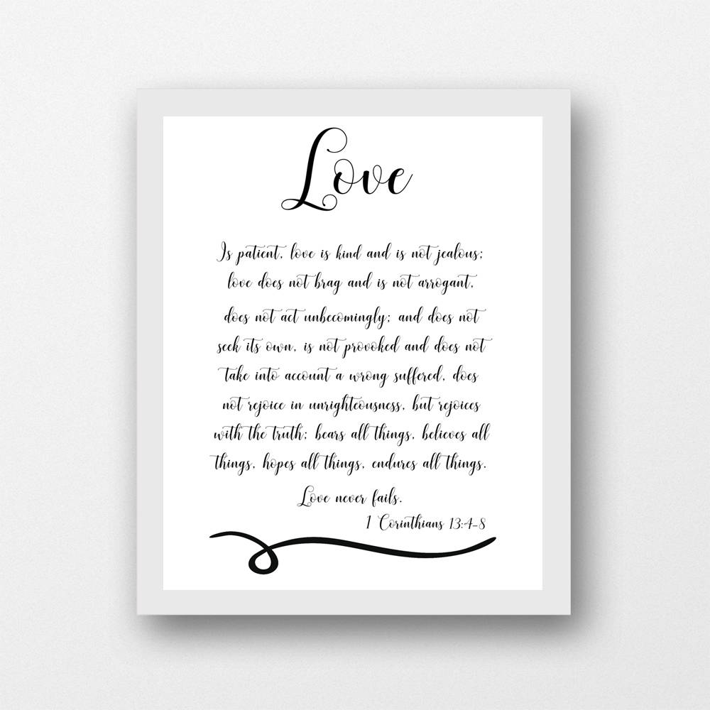 1 Corinthians 13:4-8, Love is Patient, Scripture Printables, Christian ...