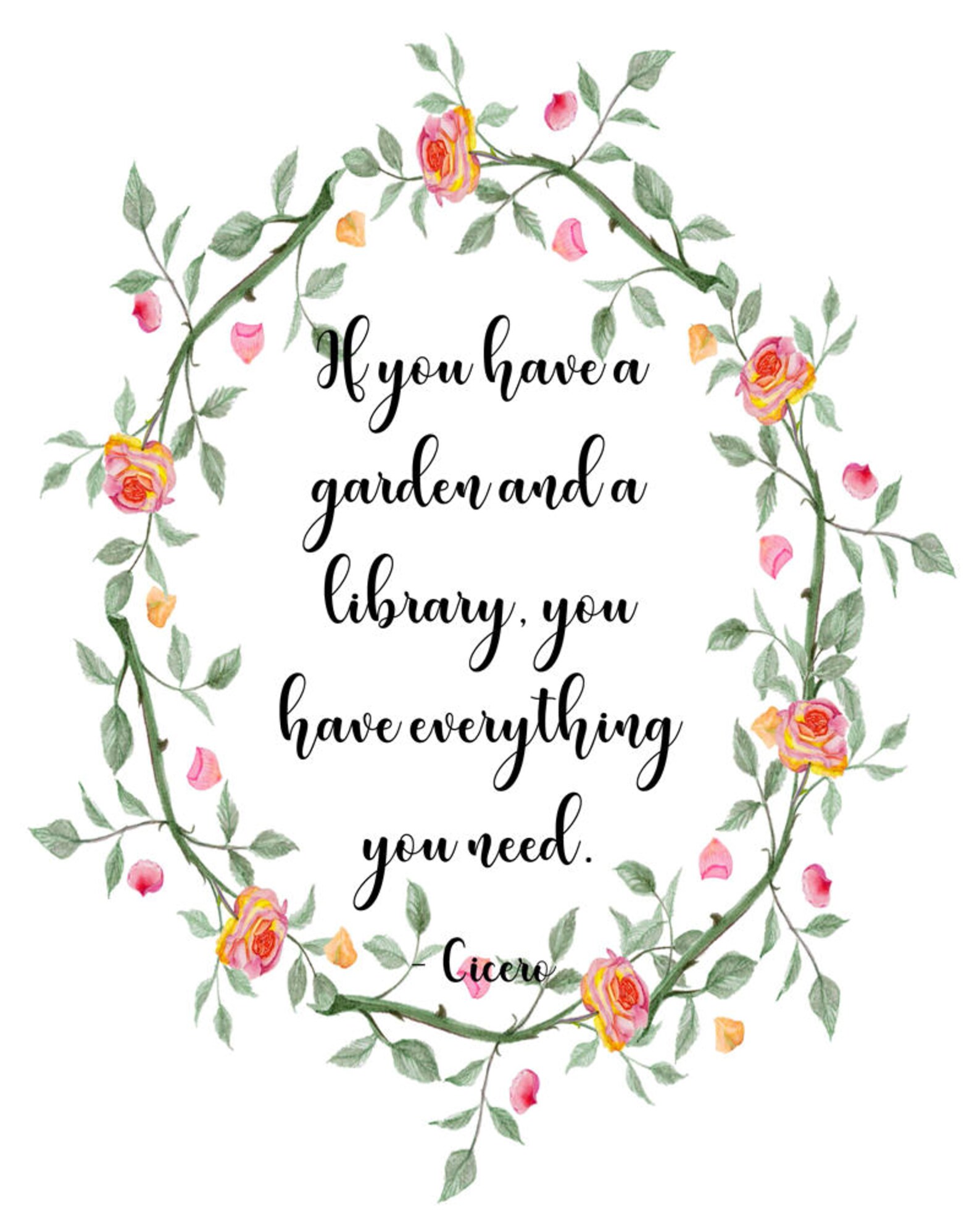 Cicero Quote, If You Have a Garden and a Library, Instant Download ...