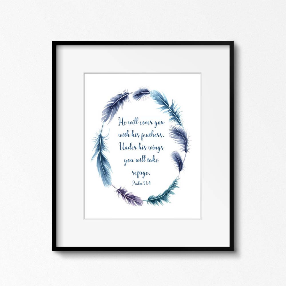He Will Cover You With His Feathers, Psalm 91:4, Instant Download ...