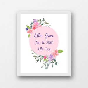 Baby Girl Custom Birth Instant Download Printable Art, Nursery Decor ...