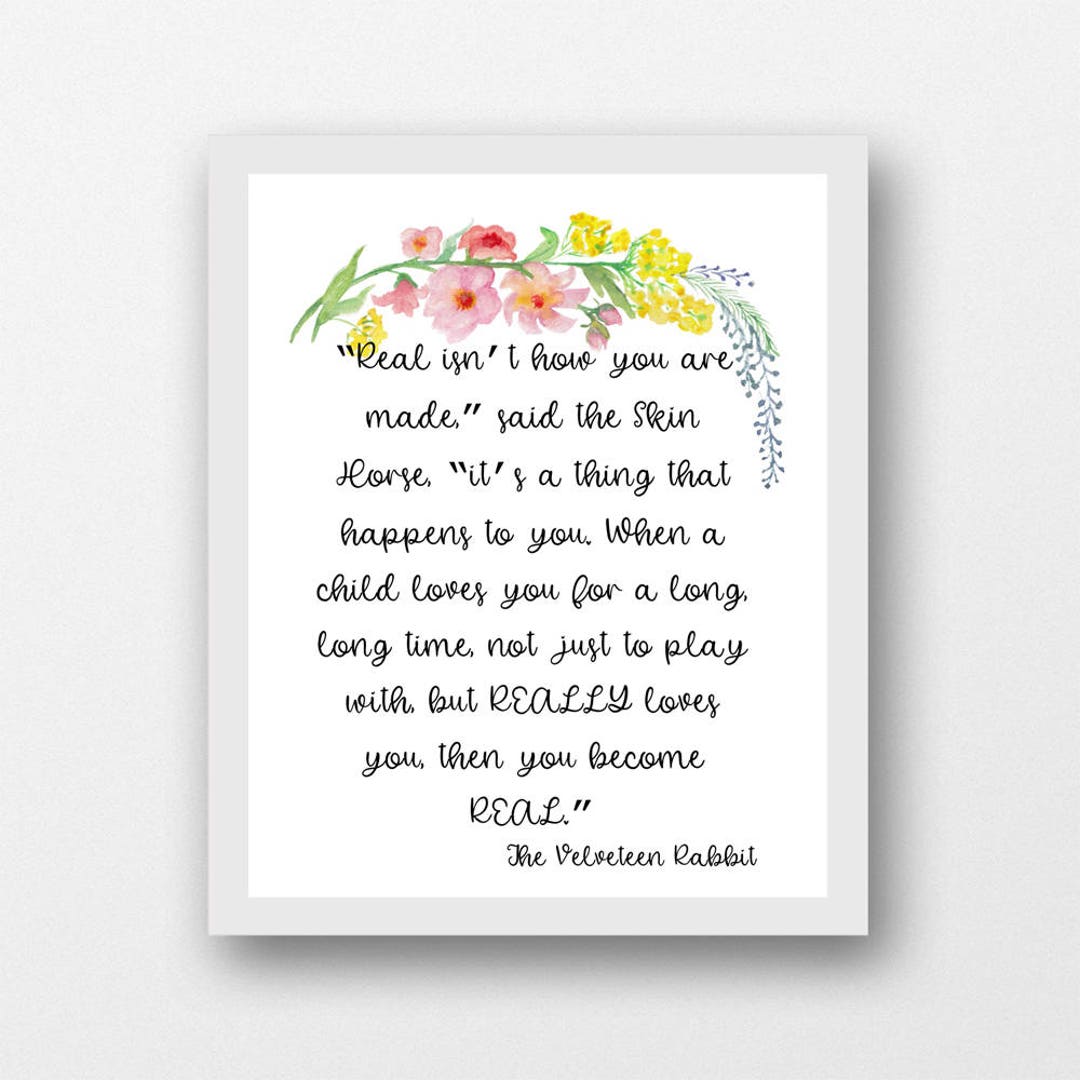 The Velveteen Rabbit Quote Printable Art, Margery Williams, Nursery ...