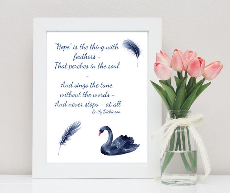 Hope is the Thing With Feathers, Digital Download, Emily Dickinson ...