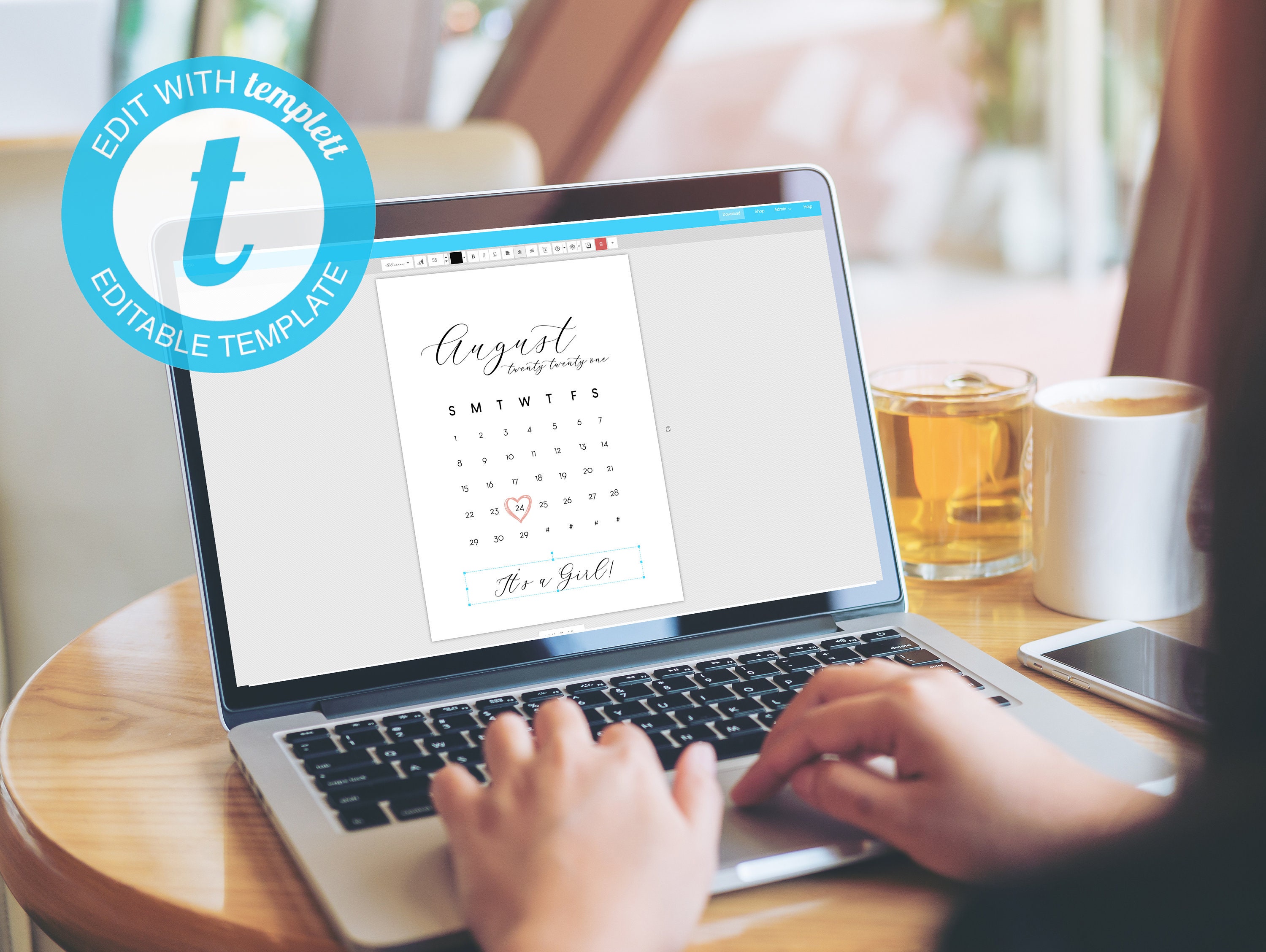 Edit-yourself Due Date Calendar Digital Download, Baby Announcement ...