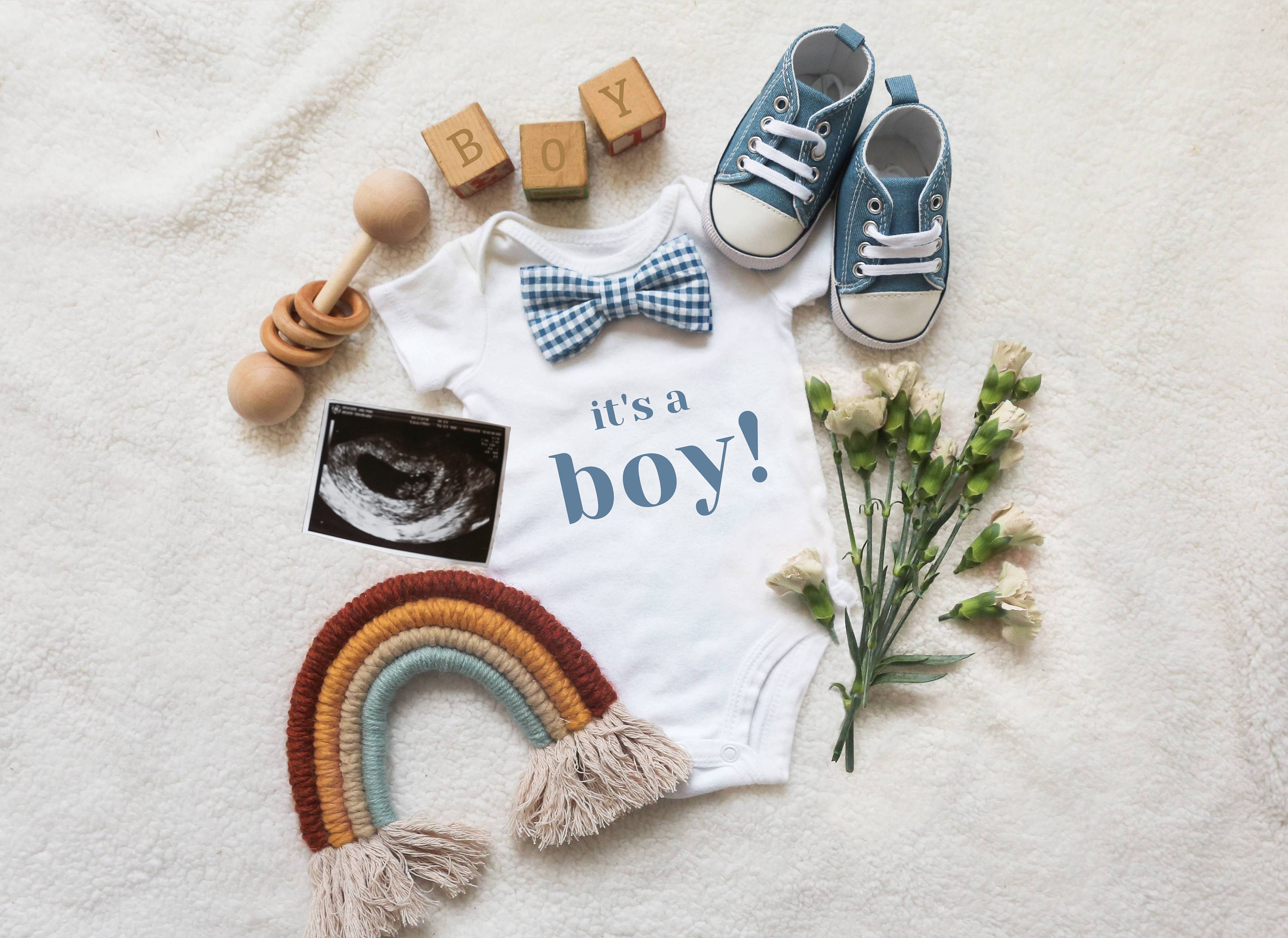 Editable Baby Boy Pregnancy Announcement for Social Media, Boy Gender ...