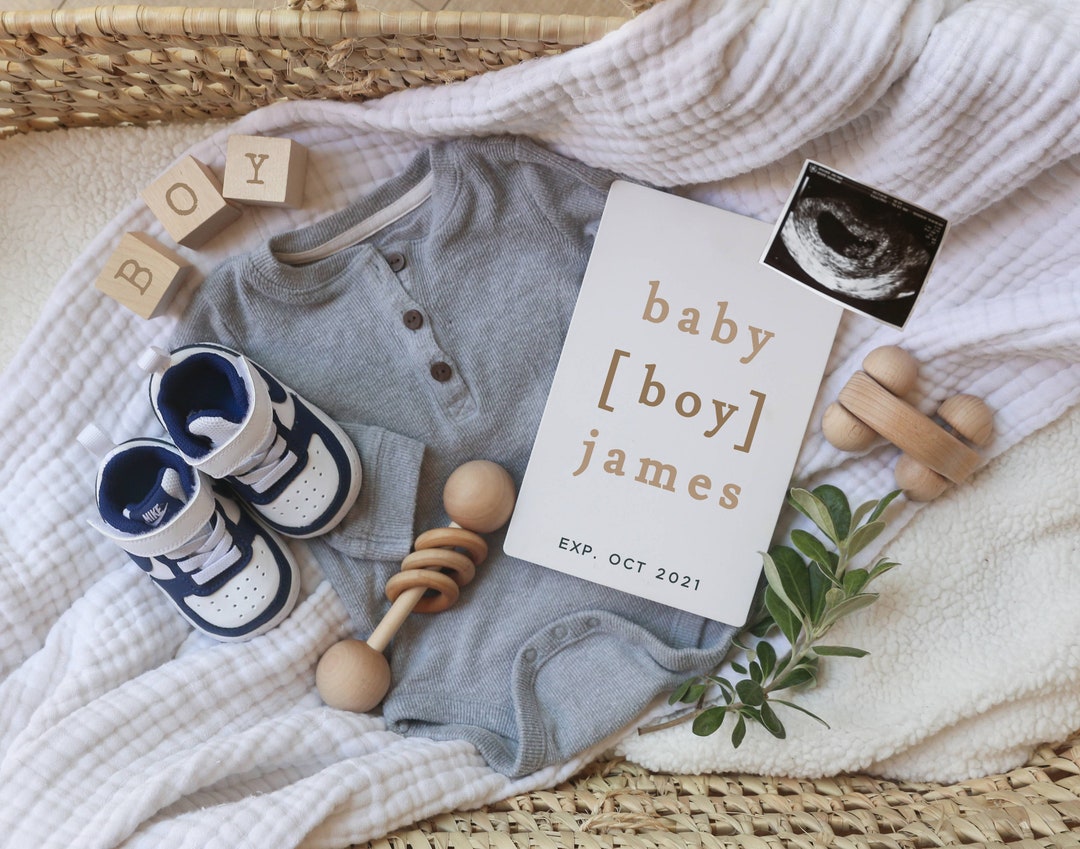 Edit-yourself Baby Boy Announcement for Social Media, Gender Reveal ...