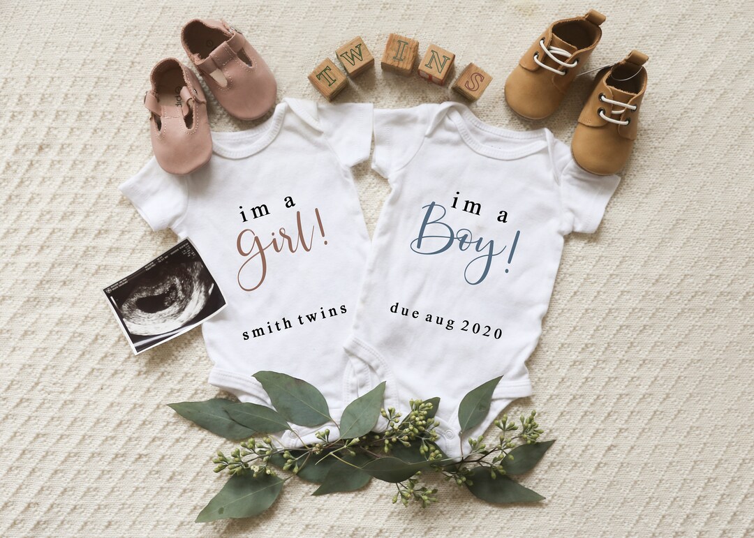 Editable Twin Pregnancy Announcement for Social Media, Boy/girl Twin ...
