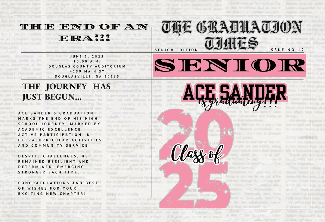 Editable Graduation Newspaper 2025 | Senior Year Keepsake | Instant ...