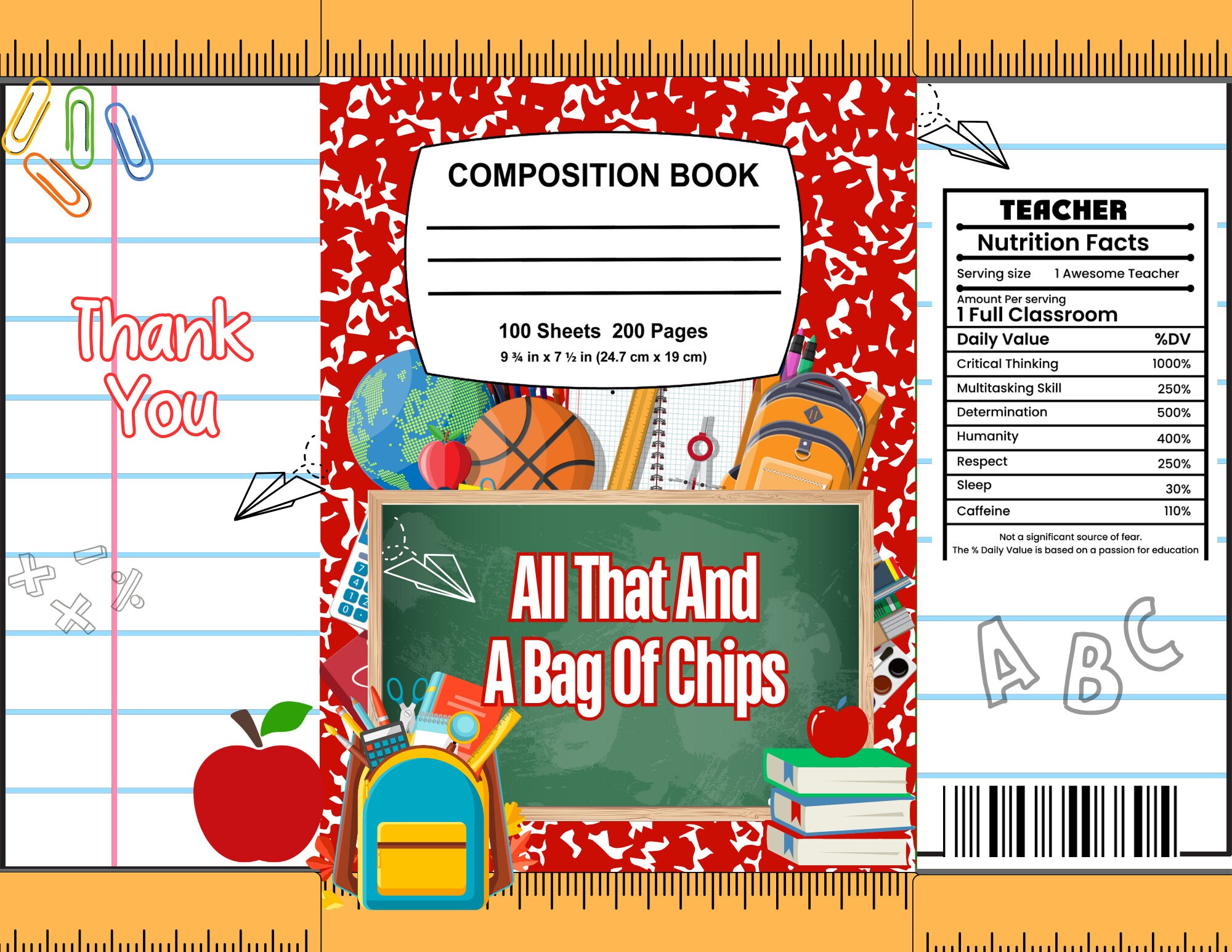 Editable Teacher Appreciation Template Bundle Chip Bag, Pringles, Water ...