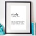 Study Definition Print, Dorm Decor, Dorm Room Decor, College Dorm Girl ...