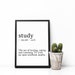 Study Definition Print, Dorm Decor, Dorm Room Decor, College Dorm Girl ...
